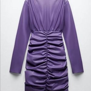 Zara | Dresses | Zara Blogger Favorite Faux Leather Dress Purple | Poshmark